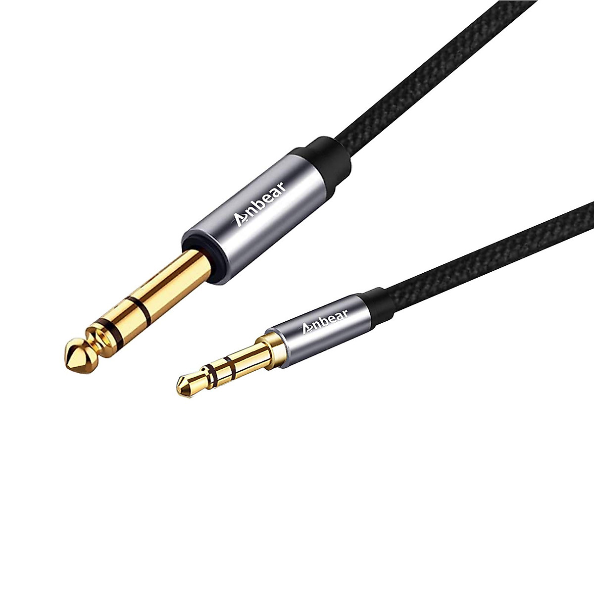 Anbear 6.35mm to 3.5mm Headphone Cable 4FT, 1/8 to 1/4 Headphone Adapter TRS Stereo Audio Alloy Housing and Nylon Braid Compatible with Guitar, Piano, Amplifiers,Mixing Console