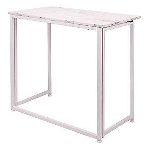 Leopard Outdoor Products Folding Computer Desk for Small Spaces, Space-Saving Home Office Desk, Foldable Computer Table, Laptop Table, Writing Desk, Compact Study Reading Table (Marble White)