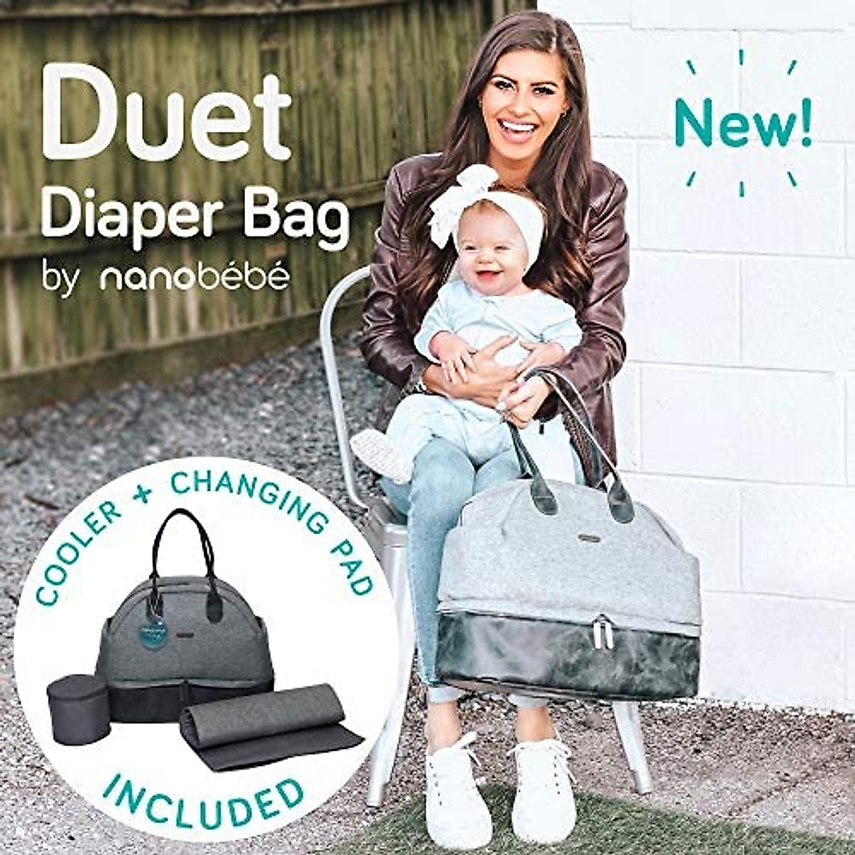 NANOBÉBÉ nanobebe Breastmilk Baby Bottle Cooler & Travel Bag with Ice Pack Included. Compact Triple Insulated, Easily attaches to Stroller or Diaper Bag- Grey