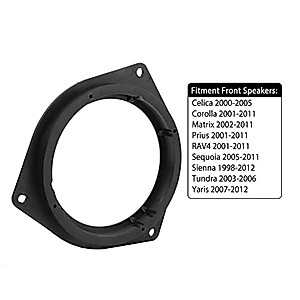 6.5" Car Speaker Spacers Adapter (2pcs) Fits for Toyota Crown Reiz, Plastic Black Mounting Spacer Adaptor Ring