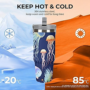 WITHSBKK 30oz Car Cup Aquatic Sea Animal Printed with Portable, Stainless Steel Travel Mug, Vacuum Insulated Tumbler And Straw, Leakproof for Car & Outdoor, UV Printed Design