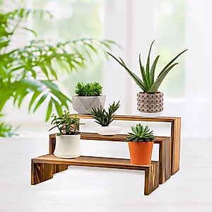 Darware Farmhouse Wooden Risers (6-Piece Set), Rustic Decorative Rectangular Display Stands