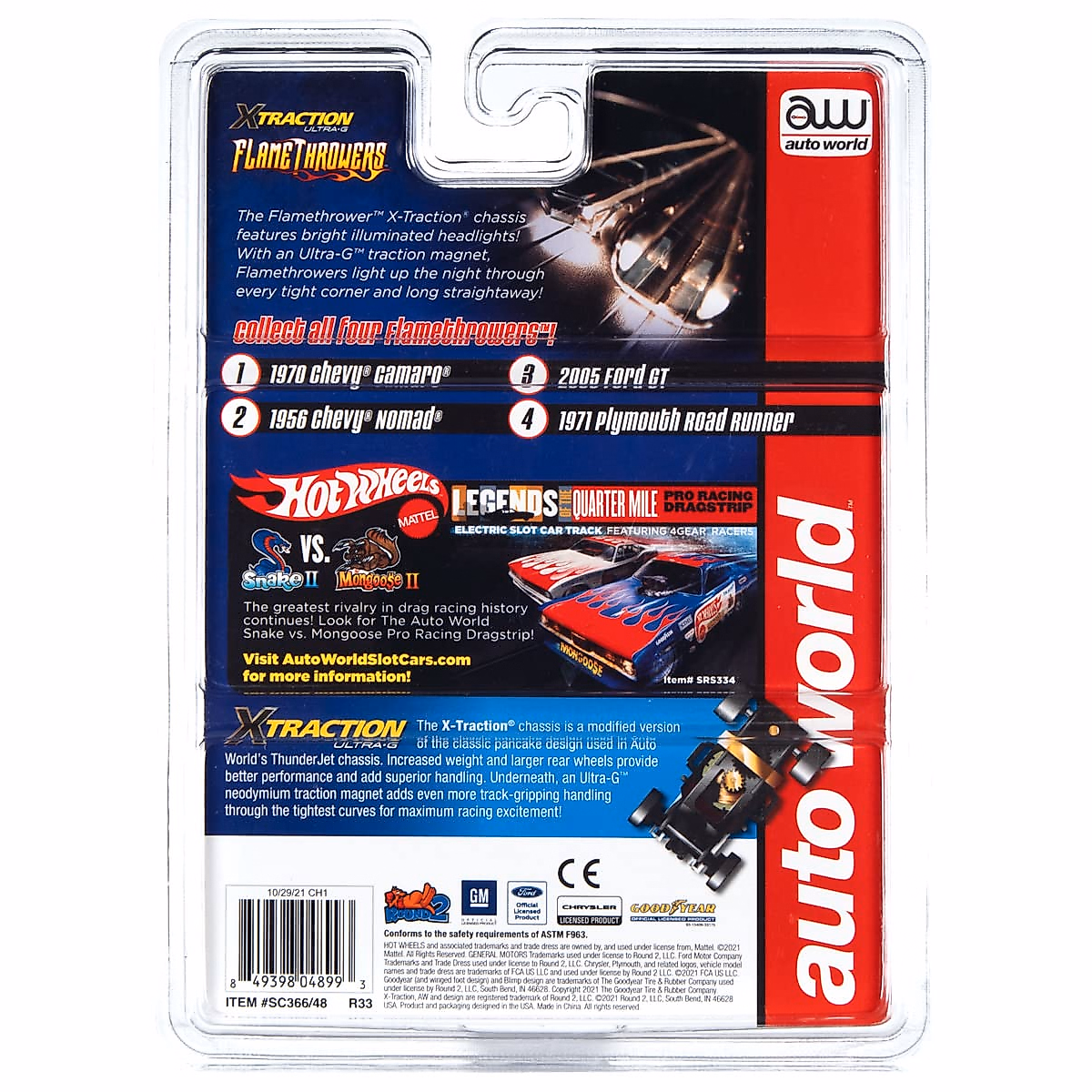 Auto World Xtraction Flamethrower R33 1970 Chevrolet Camaro (Orange) HO Scale Slot Car