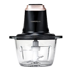Cenpepglo Food Chopper, 8Cup Electric Food Processor, 400W Meat Grinder with 2L Glass Bowls and 2 Bi-Level Blades for Kitchen, Vegetable, Onion, Garlic, Salad, Baby Food, Fruit, Nuts (Black)