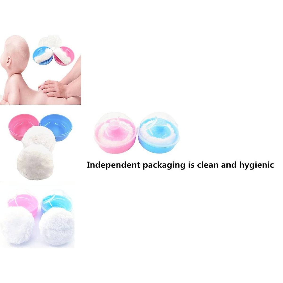 Xianglangsuccess 2Pcs Baby Powder Powder Puff Plush + Boxed Container, Baby Powder Container