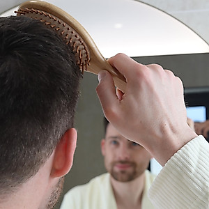 Regrowz Bamboo Paddle Hair Brush for Women & Men - Natural Wooden Brush to Detangle Hair & Reduce Hair Breakage - Scalp Massage, Perfect Hair Care Tool