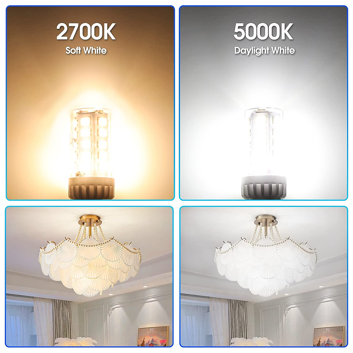 Energetic G9 LED Bulb Non-Dimmable, 40W T4 G9 Halogen Equivalent, 400LM G9 LED Bulb Daylight 5000K, G9 Loop Pin Base LED Bulbs for Chandelier Lighting, ETL Listed, 6 Pack