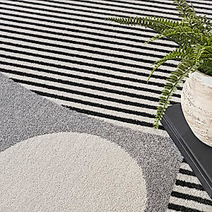 Nourison Modern Passion Geometric Grey/Black 7'10" x 9'10" Area -Rug, Easy -Cleaning, Non Shedding, Bed Room, Living Room, Dining Room, Kitchen (8x10)