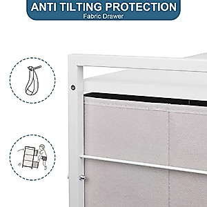 FRAPOW Kids Dresser with 4 Drawers, White Baby Child Boys Girls Storage Organizer Dresser with Wood Top Metal Frame for Living Room Bedroom Hallway