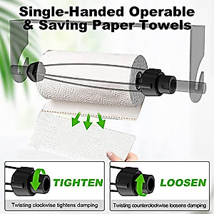 Paper Towel Holder Under Cabinet, MYLOLF Single Hand Operable Wall Mount Paper Towel Rack with Damping Effect, Self-Adhesive or Drilling Screw Paper Towel Roll Holder for Kitchen, Bathroom (Black)