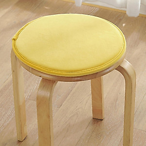 Happiness Decoration Round Seat Cushions for Stools with Ties 12-Inch Breathable Bar Stool Cushions Cover Tatami Cushion Pillow Kitchen, Home, Office Chair Pads (12 Inches, Yellow)