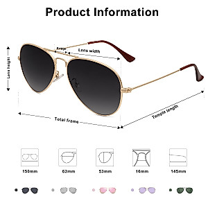 SOJOS Classic Aviator Polarized Sunglasses for Men Women Vintage Retro Style,Gold/Gradient Grey