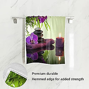 AUUXVA Japanese Zen Flower Hand Towels Floral Orchid Bathroom Towel Soft Absorbent Face Towel for Gym Hotel Spa Small Bath Towel Kitchen Dish Guest Towel Home Decorations Housewarming Gifts 30"x15"