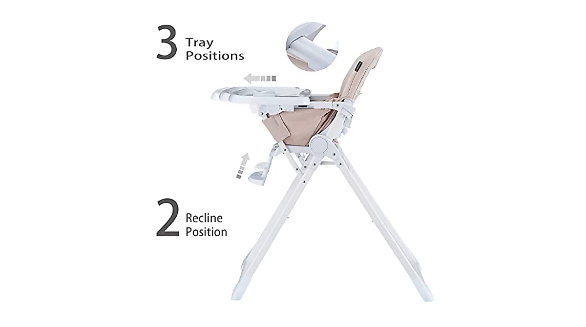 Pamo Babe High Chair for Toddlers - Adjustable & Wipeable Beige Seat