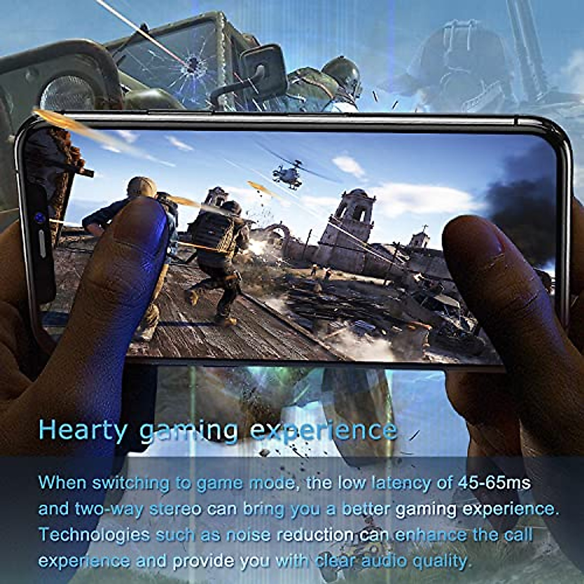 Wireless Earbuds, Touch Control Headphones, Built-in Noise Cancelling in-Ear Earbuds, Stereo Earphones with Charging Case and Digital Display, Portable Headphones for Sports/Home/Office/Fitness/Game