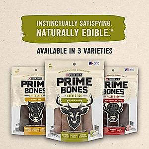 Purina Prime Bones Made in USA Facilities Limited Ingredient Small Dog Treats, Chew Stick with Wild Venison - 6 ct. Pouch