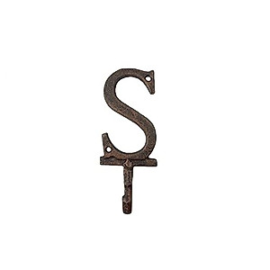 Handcrafted Nautical Decor Rustic Copper Cast Iron Letter S Alphabet Wall Hook 6"
