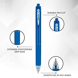 FLEXOFFICE Retractable Ballpoint Pens Black Ink 1.0mm, Bold Point with Super Soft Grip, Christmas Multicolor Pens Gifts - 10 Pack