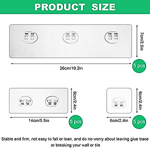 RUIYELE 15 Packs Shower Caddy Adhesive Hooks Replacement Waterproof Adhesive Hooks Sticker No Drilling Wall Mount Sticker Hook Transparent Adhesive Pad for Shower Caddy, Kitchen Racks