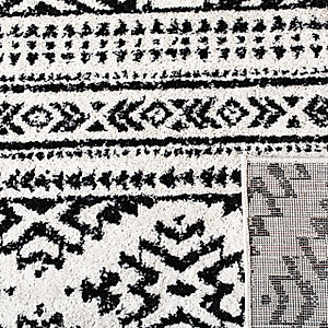 SAFAVIEH Tulum Collection Area Rug - 9' x 12', Ivory & Black, Moroccan Boho Tribal Design, Non-Shedding & Easy Care, Ideal for High Traffic Areas in Living Room, Bedroom (TUL272B)