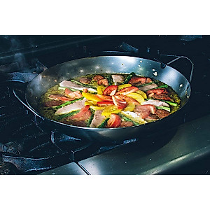 Matfer Bourgeat Black Carbon Steel Paella Pan, 15 3/4"