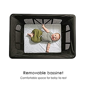 4moms Breeze Plus Portable Playard with Removable Bassinet and Baby Changing Station, Easy One-Handed Setup, from The Makers of The mamaRoo
