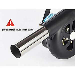 Esweny Outdoor Cooking BBQ Fan Air Blower,Mini Hand Crank Fan Air Blower Grill Picnic Camping Stove Accessories for Barbecue Fire Bellows Hand Crank Tool (Black)