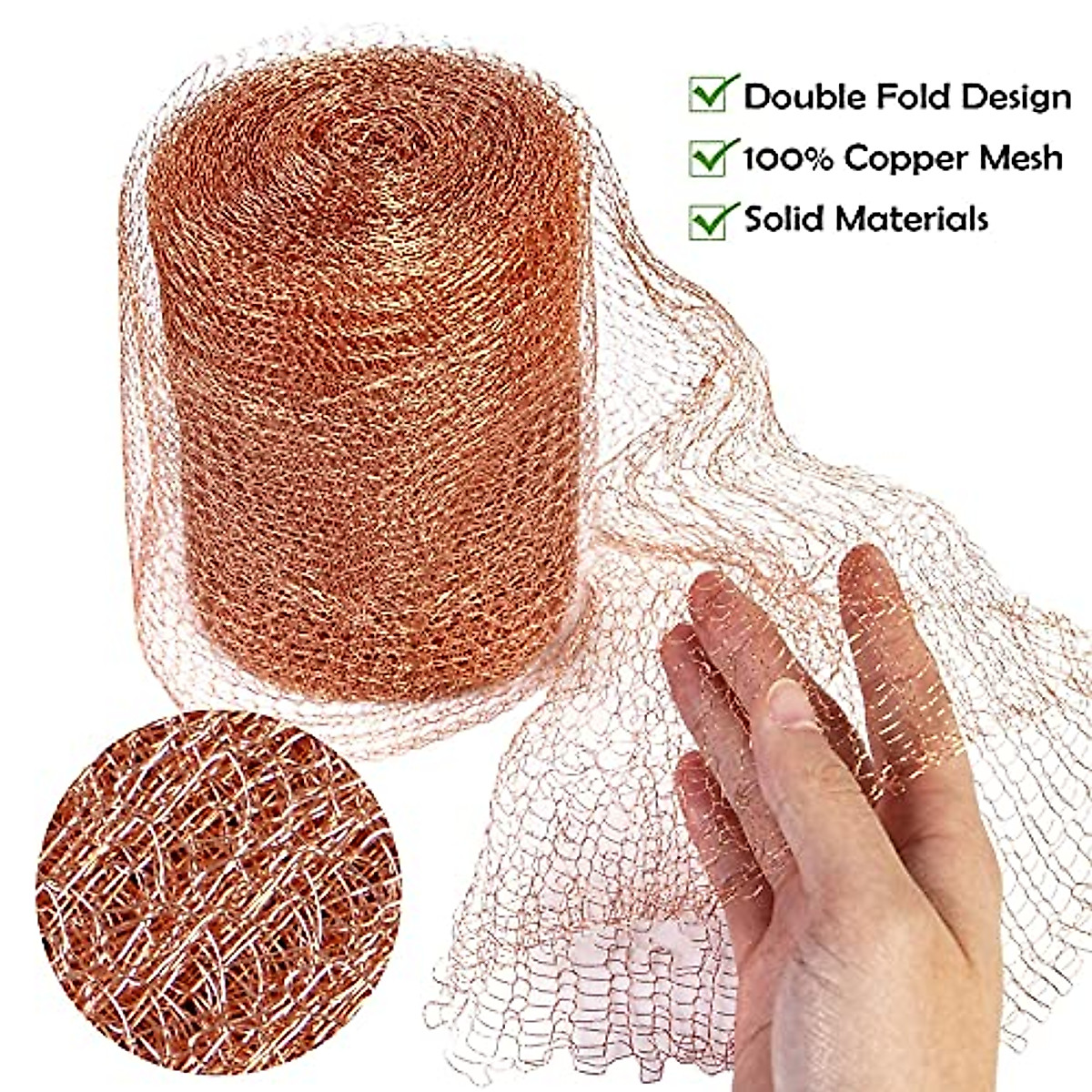 Copper Mesh Roll for Mice Rat Rodent Repellent, Sturdy 32 Feet Copper Wool Mouse Trap for Bat Snail Bird Control with Packing Tool
