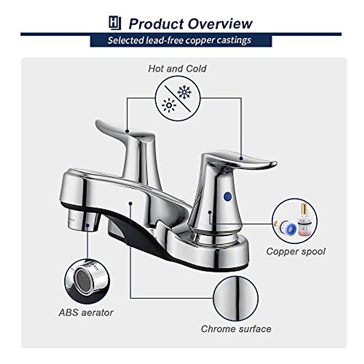 Bathroom Sink Faucet,4 Inch Centerset Faucet for Bathroom Sink,Bathroom Lavatory Faucet,Widespread Bathroom Faucet,4" lavatory faucet chrome,HOMELODY