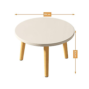 Round Dining Table, Small Space Kitchen Table, Mid Century Modern Computer Table with Wood Grain Tabletop and Solid Wood Legs for Dining, Living Room (Color : White, Size : 30 * 30 * 30cm)
