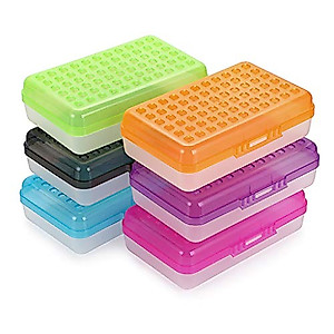 BTSKY 6 Pack Multipurpose Utility Box- Large Capacity Pencil Box with Lid Snap Closure Assorted Color Pencil Holder for Organize and Carry Pencils Watercolor Pens Stationery Office Supplies Organizer