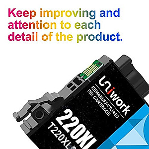Uniwork Remanufactured 220XL Ink Cartridge Replacement for Epson 220 XL 220XL T220XL use for WorkForce WF-2750 WF-2760 WF-2630 WF-2650 WF-2660 XP-320 XP-420 Printer tray (2 Cyan 2 Magenta 2 Yellow)
