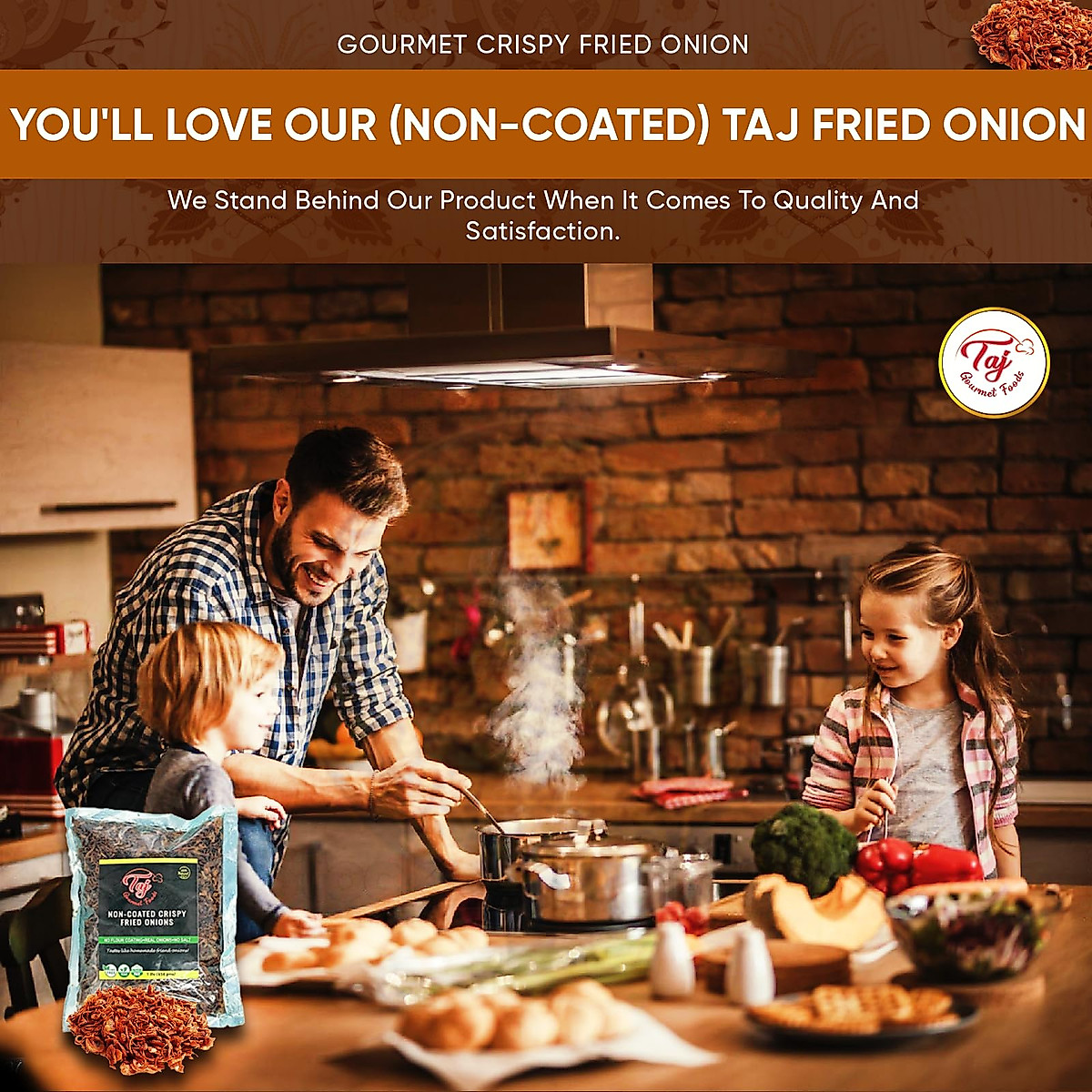 TAJ Crispy Fried Onion 100% Natural | Great for Seasoning Garnishing on Sushi, Green Bean Casseroles, etc. (Non-Coated, 908g (2lbs))