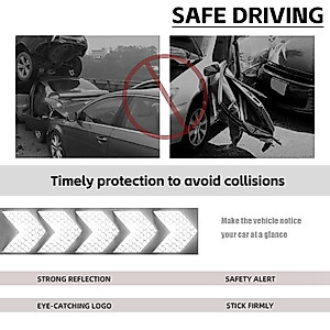 NTNEV 10PCS Arrow Reflective Stickers, Waterproof Vehicle Safety Warning Stripe Adhesive Decals, Bumper Body Helmets Stickers, Universal for Car, Truck, Motorcycle, Bicycle (White)