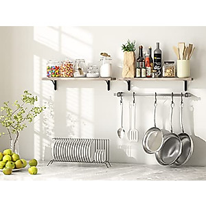 SUPERJARE 23.6 x 7.9in Floating Shelves, Set of 2, Wall Mounted Shelves for Storage, Hanging Book Shelves with Brackets for Bedroom/Living Room/Kitchen/Office/Bathroom - Greige