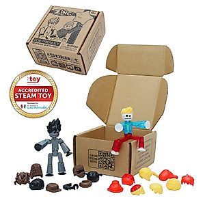 Zing StikBot Action Pack Hairstyle Bundle - Collectible Action Figures and Accessories, Includes 2 Stikbots and 2 Sets of Hairstyle Accessories, Stop Motion Animation, Ages 4 and Up (Set A)
