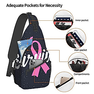 Breast Cancer Survivor Chest Bag Sling Backpack Travel Hiking Daypack Casual Chest Bag For Men Women