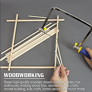 BAZIC Wooden Dowel Rods Wood Sticks, 3/8" x 12" Round Natural Color Hardwood Stick, Unfinished Wood for Crafts Lollipops Cake Support (6/Pack), 1-Pack