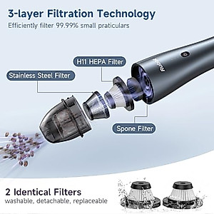 RUBOT Mini Vacuum, Cordless Handheld Vacuum Cleaner,7000Pa Powerful Suction,Portable Car Vacuum Rechargeable for Home/Car/Office-Misty Blue(P02)