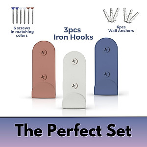 ARTiLETTO Stylish Wall Hooks Set: 3 Chic Single-Hook Decorative Coat Wall Mounts for Hanging Coats, Towels, Backpacks, Hats & Clothes, Hooks for Wall,Room Décor.