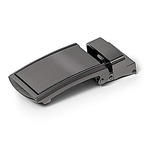 SlideBelts Men's Vegan Leather Belt without Holes - Black with Gunmetal Buckle (Up to 48" Waist)