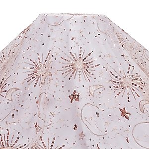 MAYJOYDIY 2 Yards×61.4 Inch Pink Stars Moon Sequins Lace Fabric Sparkly Embroidery Fabric Glitter Star Moon Sequin Tulle Net for DIY Sewing Clothing Wedding Stage Decor Tutu Skirts Summer Party Dress