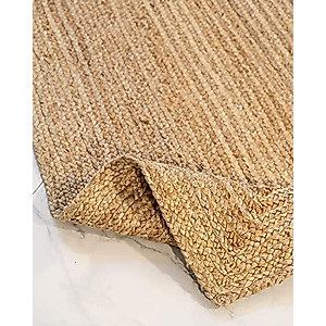 Handwoven Jute Area Rug- Natural Yarn- Rustic Vintage Beige Braided Reversible Rectangular Rugs for Bedroom, Kitchen, Living Room, Farmhouse (4x6 Feet)