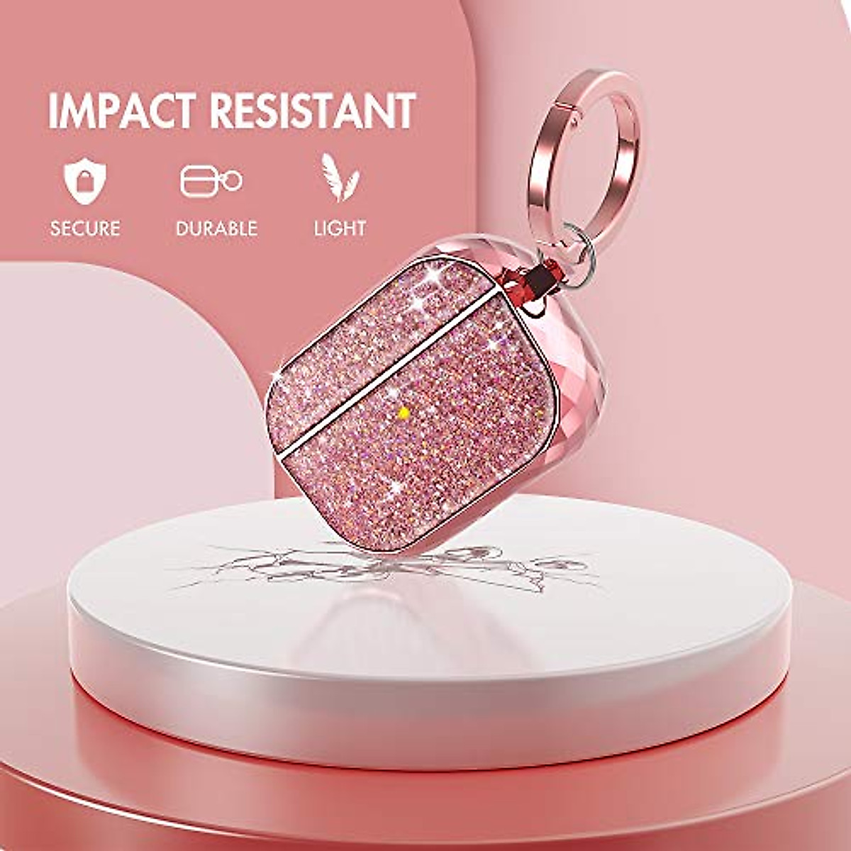 AhaStyle AirPods Pro Case Cover for Women Girls, Luxury Glossy Hard Shell Case Cover Accessories Compatible with Apple AirPods Pro Charging Case (Rose Gold)