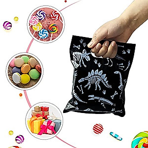 TOSPARTY 100PCS Plastic Dinosaur Bones Merchandise Bags Dinosaur Party Favor Bags Dino Theme Present Candy Treat Goodies Bags for Boys Dinosaur Theme Happy Birthday Party Supplies