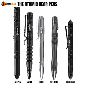 Atomic Bear | Ballpoint Pen Refills Medium | Tactical Pen and More | 6X Cartridges with Spare Spring | Fits G2 Parker Ballpoint Pen Type | Dark Black