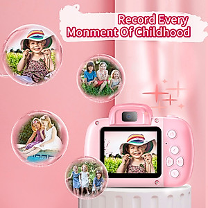 Kids Camera, HAONIU 48MP Digital Dual Camera Kids Toys for Boys/Girls 3-12 Years Old, Kid Selfie Camera with 2.0 Inch IPS Screen, 32GB SD Card, 1080P HD Video Cameras for Toddler Birthday Gifts (Pink)