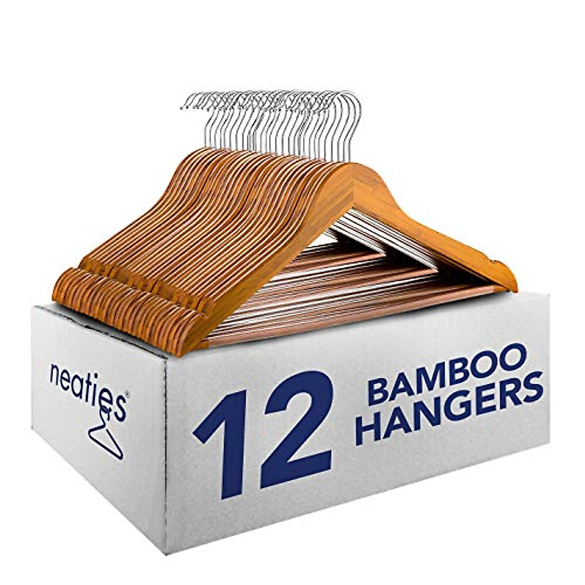 Neaties Bamboo Wood Hangers | Cherry Finish | with 360° Degree Swivel Hook & Smooth Cut Notches | 12Pack