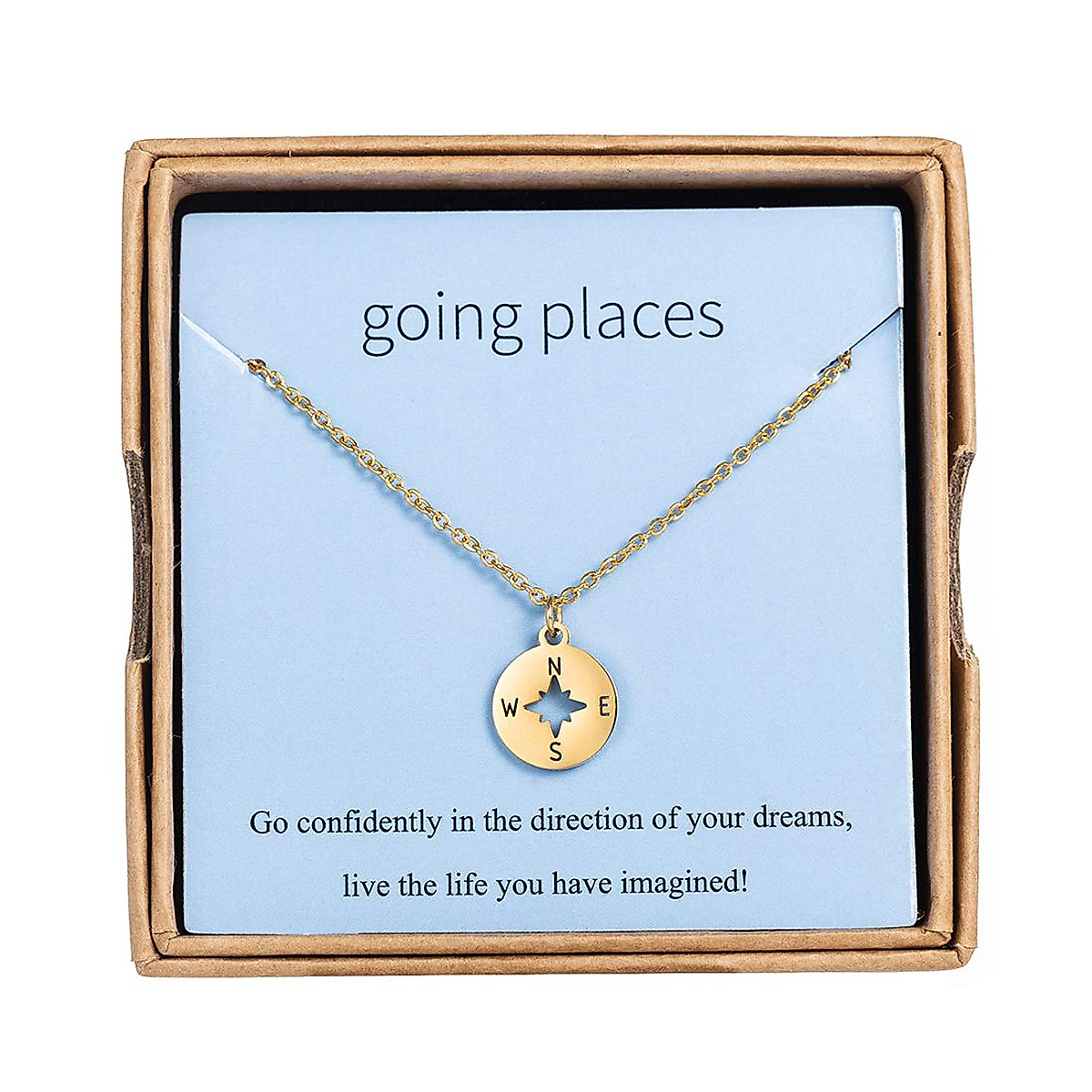 Augonfever Graduation Gifts Compass Necklace Gold Friendship Gifts for Bestie Friend Women Birthday Christmas