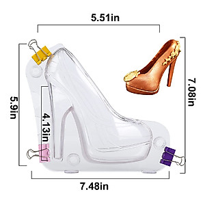High Heel Shoe Mold, 3D Chocolate Heel Mold with 3 clips for DIY Cake Pastry Decoration Jelly Candy Fondant Molds Baking Tool